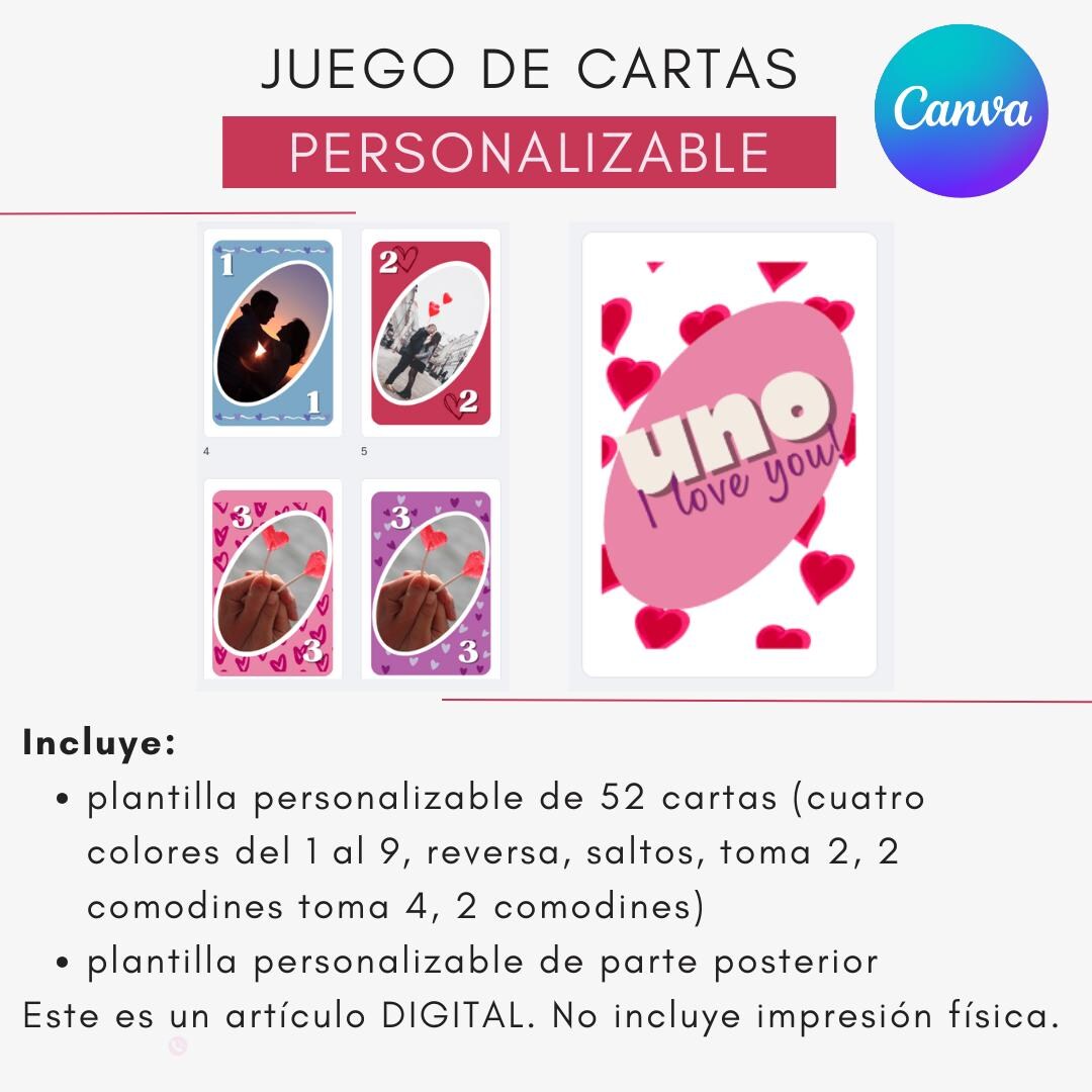 Juego de Cartas tipo UNO personalizable romántico para San Valentín ...
