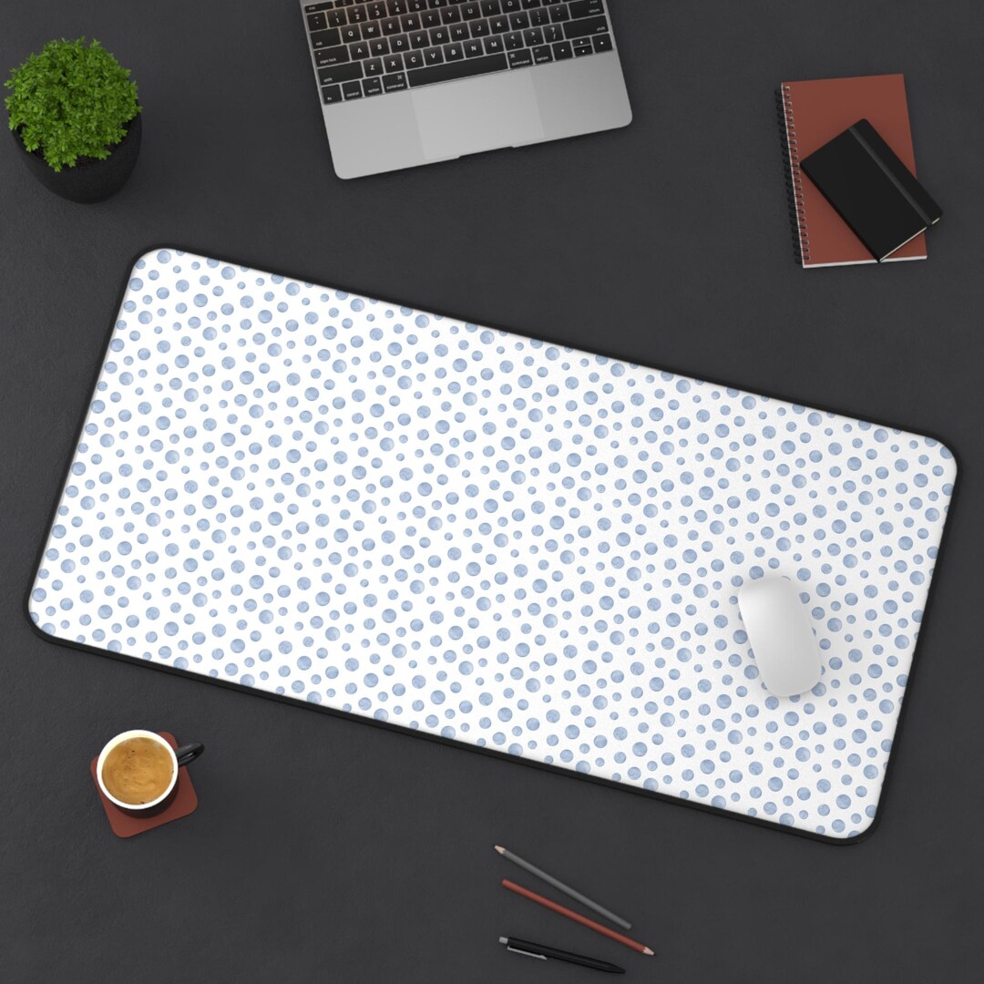 Marbled Blue Polka Dot Desk Mat, Simple Office Decor, Home Office ...