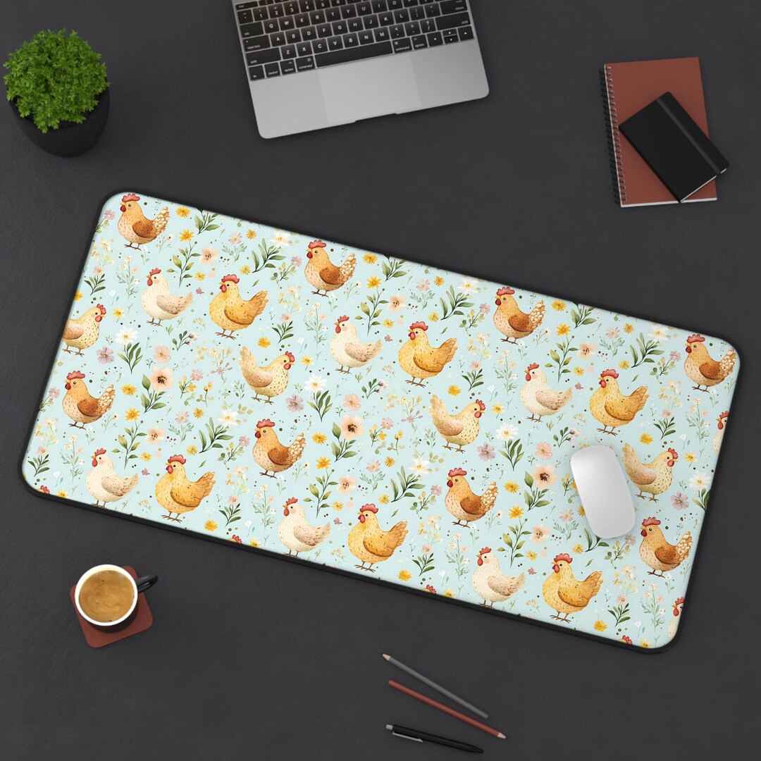 Charming Chicken Desk Mat, Farmhouse Theme, Chicken Mouse Pad, Home ...