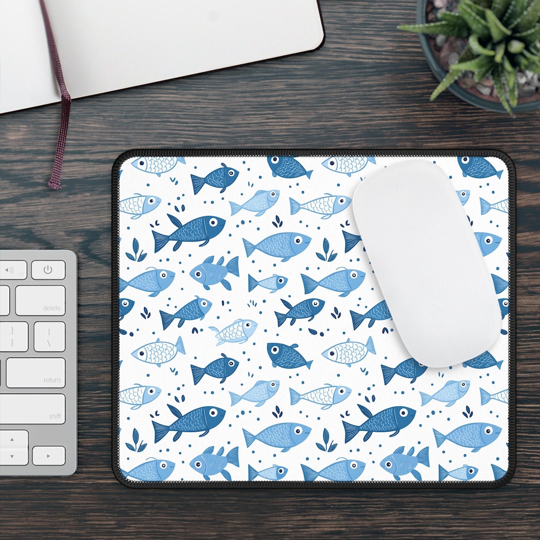 Blue Fish Mousepad, Gaming Mouse Pad, Ocean Aesthetic, Desk Mat, Fishy ...