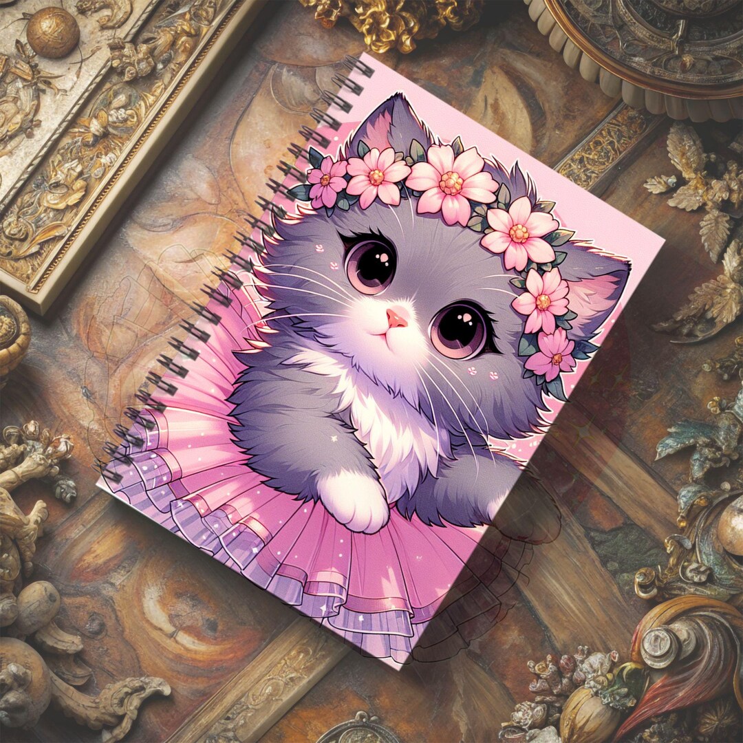 Cute Kitten Ballerina Spiral Notebook Journal Ruled Line, Gift for Cat ...