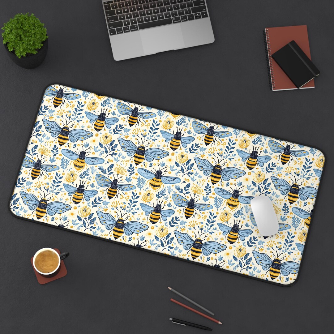 Bumblebee Desk Mat With Black Edging: Bee Themed Office Decor - Etsy