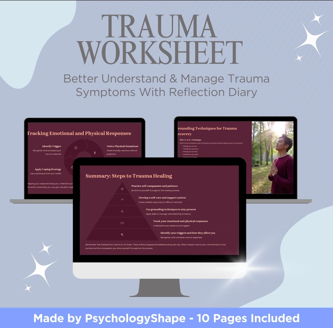 Trauma Healing Worksheet | PTSD & Emotional Trauma Recovery Workbook ...