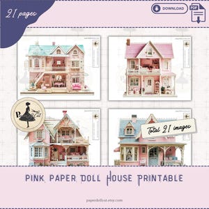 Pink Paper Doll House Printable, Shabby Chic, Paper Dollhouse ...