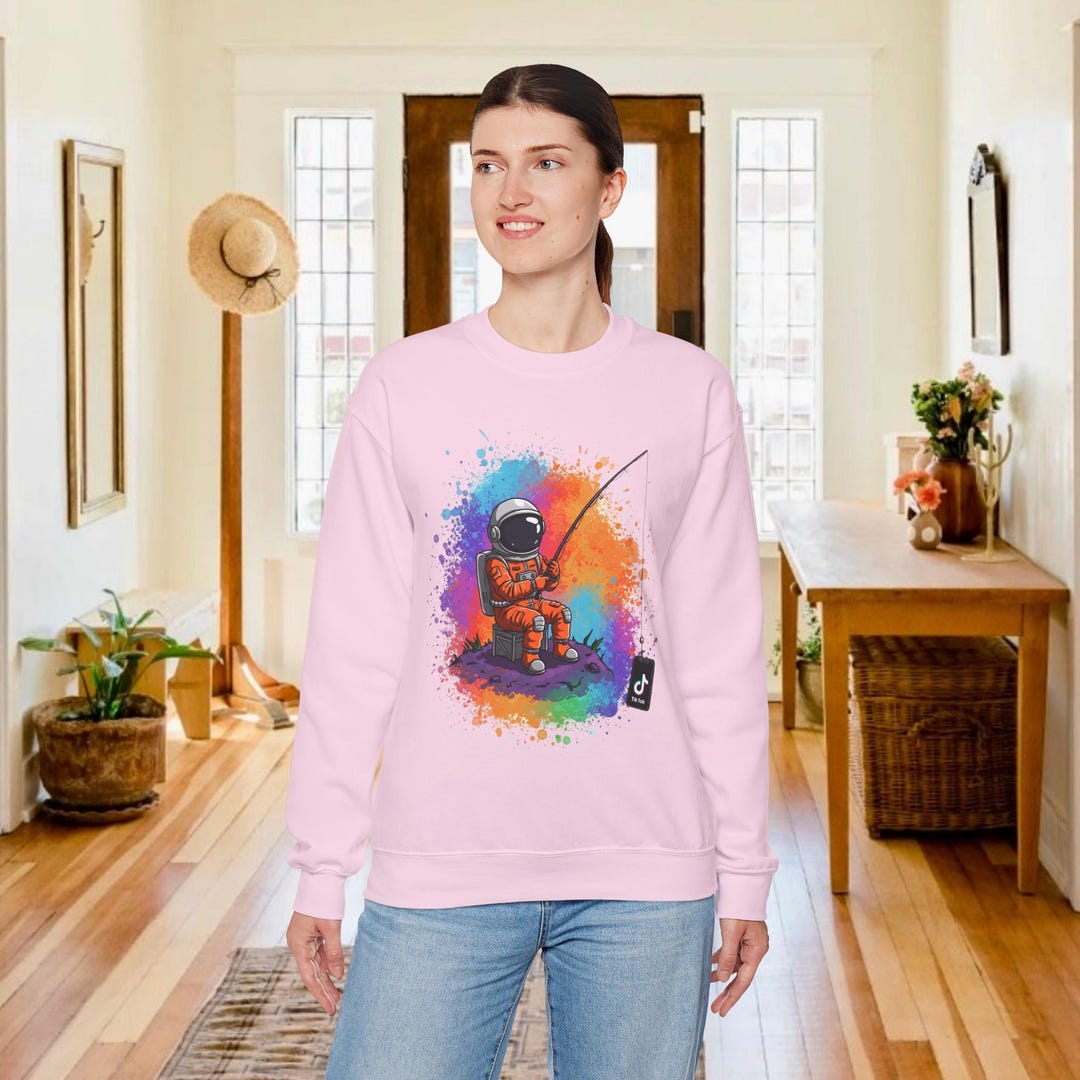 Astronaut Tiktok iPhone Colorful Crewneck Sweatshirt, Artistic Galaxy ...