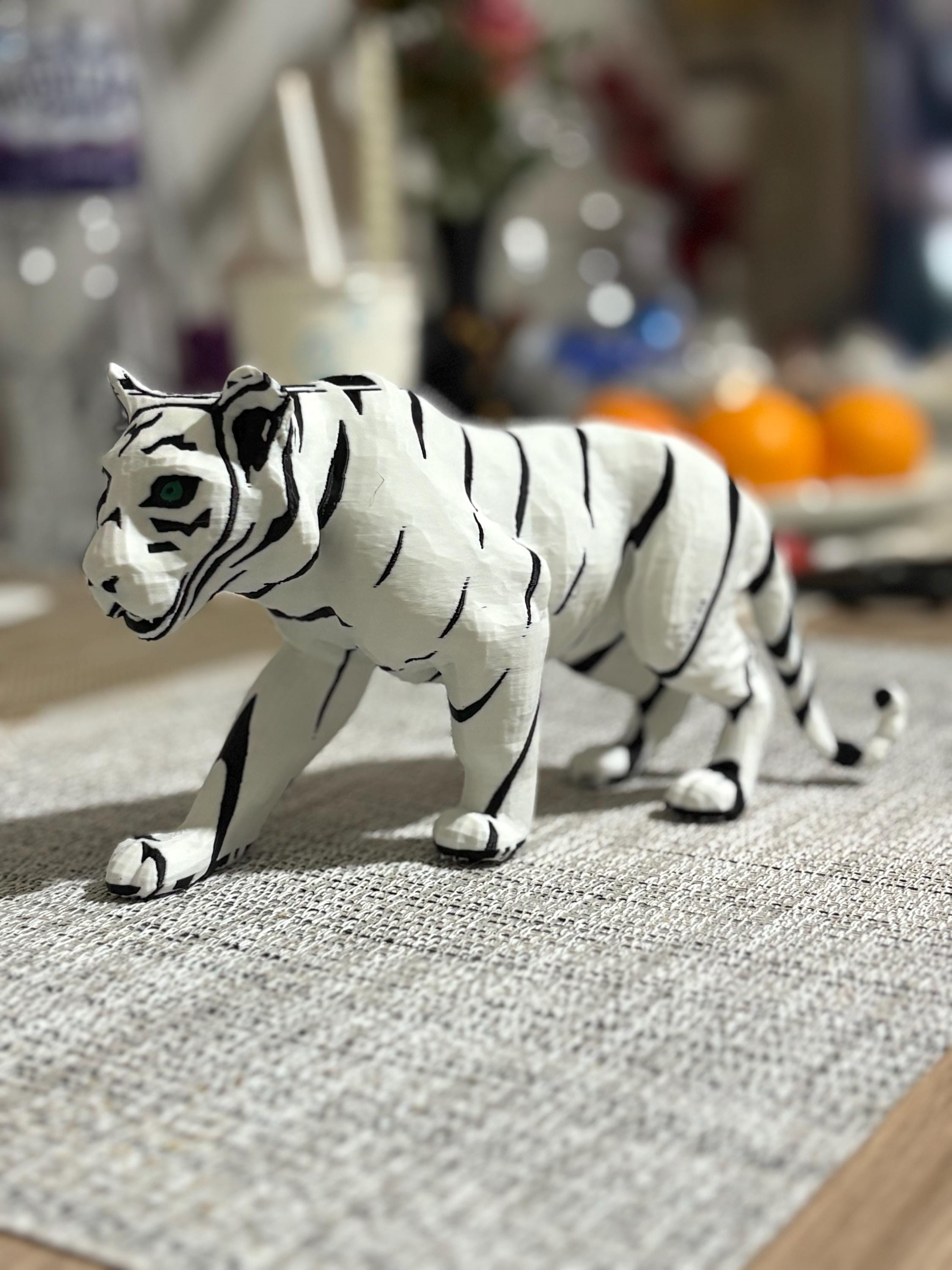Realistic Siberian White Tiger Figurines Animal Figure Any Room ...