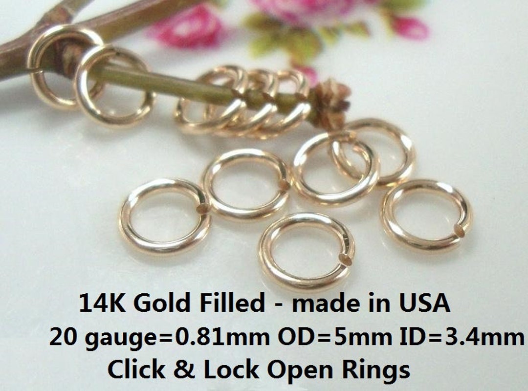 Bulk 10-50 Pcs, 5mm, 20ga Gauge, Locking Ring, 14k GOLD Filled Click ...