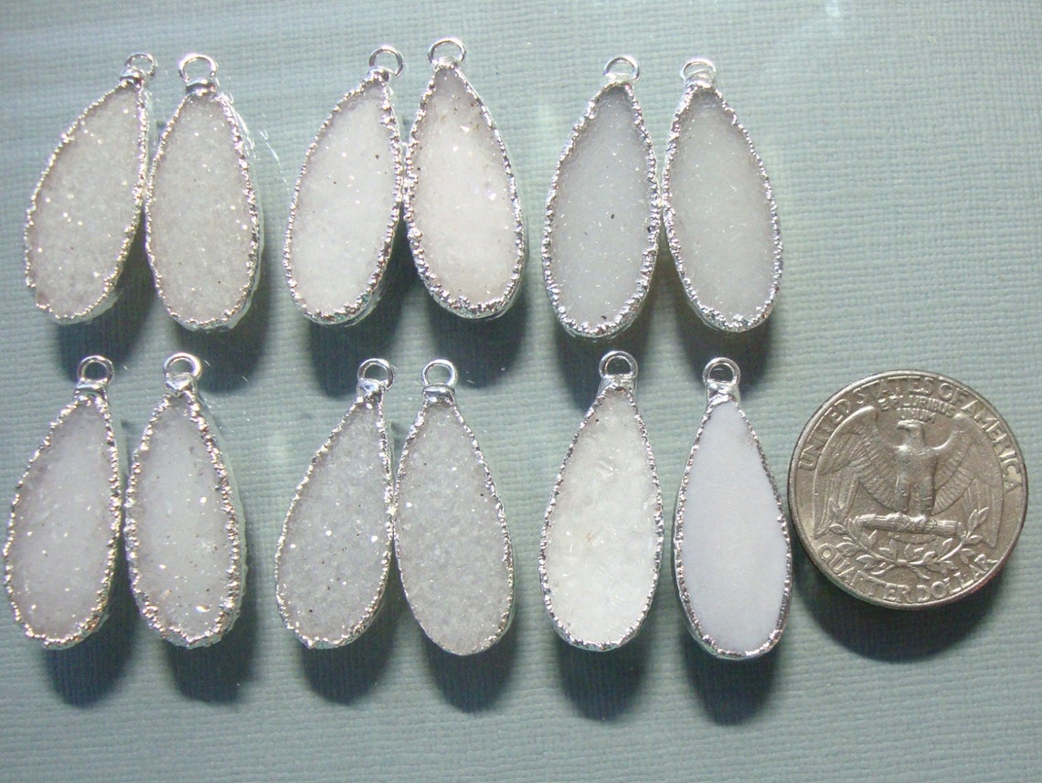Natural White Agate Druzy Drusy Crystal Quartz Natural Color, Druzy ...
