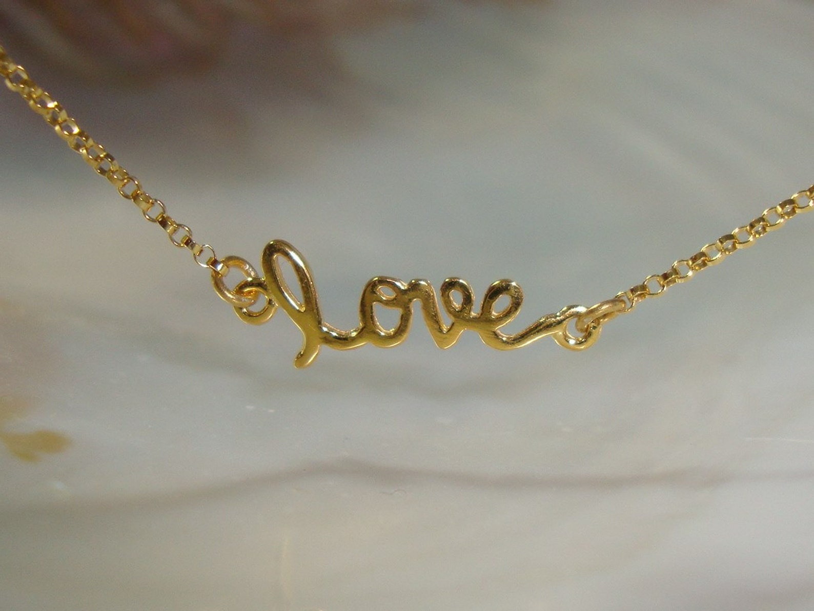 LOVE Artsy Love Sideways Love 24K Gold Sterling Silver Love | Etsy