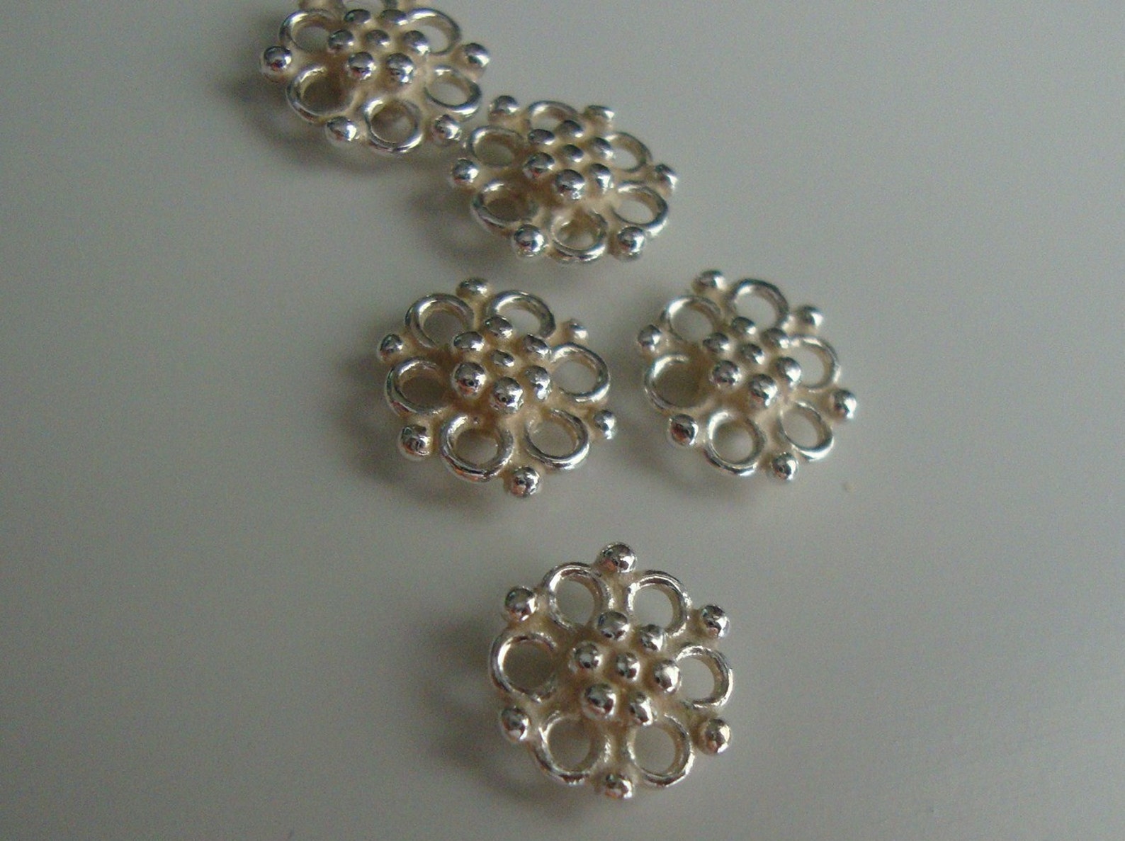 Bright Sterling Silver Beautiful Flower Connectors, Link (double Side ...