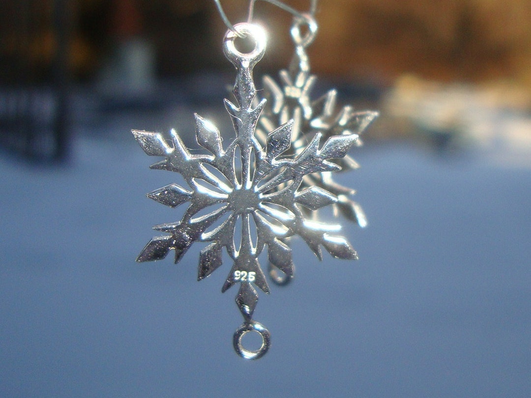 2 Pcs, 24x20mm, 925 Sterling Silver, Delicate Snowflakes Connector ...