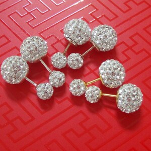 Double Sided Reversible Sterling Silver Crystal Ball Ear Stud, Sterling ...