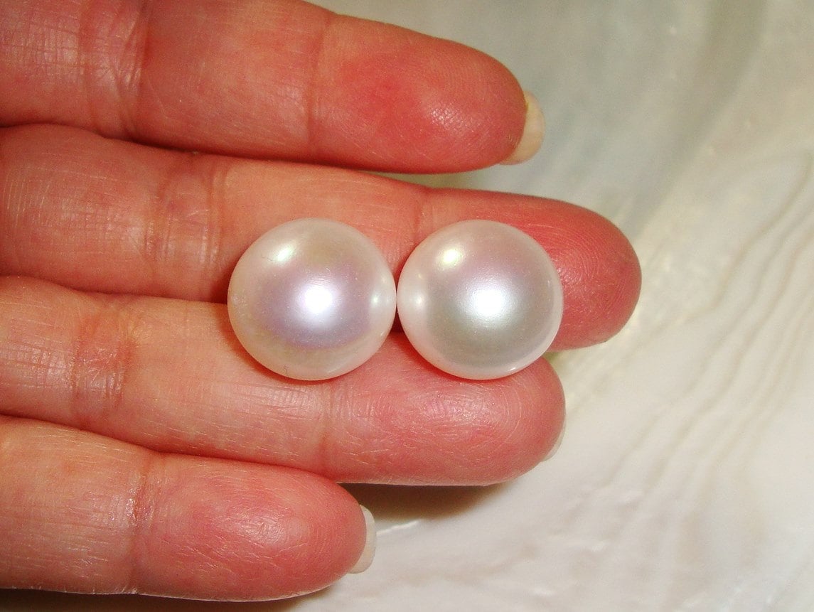 Natural Pearl Ear Post 11-12mm 2 Pcs Freshwater Pearl Ear - Etsy