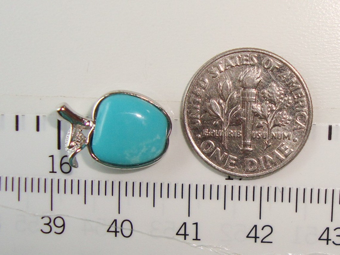 Blue Turquoise Smooth Apple Pendant Sterling Silver Bail With - Etsy