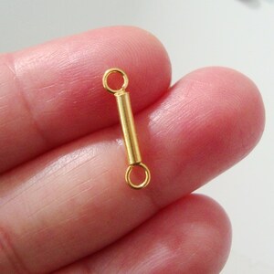 Gold Vermeil Double Ring Little Tube Connector Link, 16x3mm, Bulk 12 ...