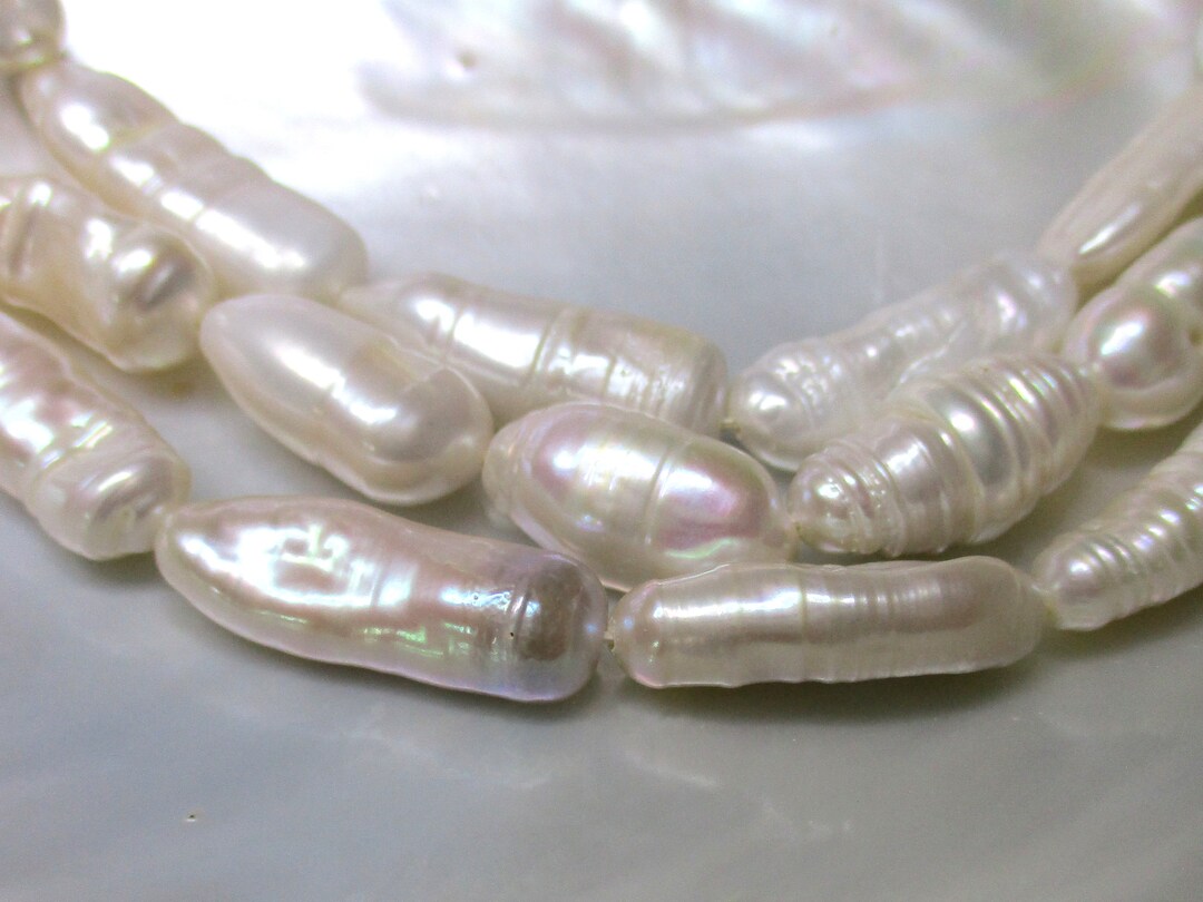14-20x7-10mm, 4 Pearls, Biwa Fresh Water Pearl, Biwa Freshwater Pearl ...