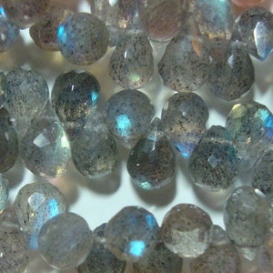 20 Pcs - 5-6x3-4mm, AAA Labradorite Lovely Baby Micro Faceted Teardrop ...