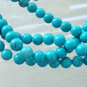 Blue Turquoise 6mm Smooth Round Beads, Manmade Turquoise Beads, 16 ...