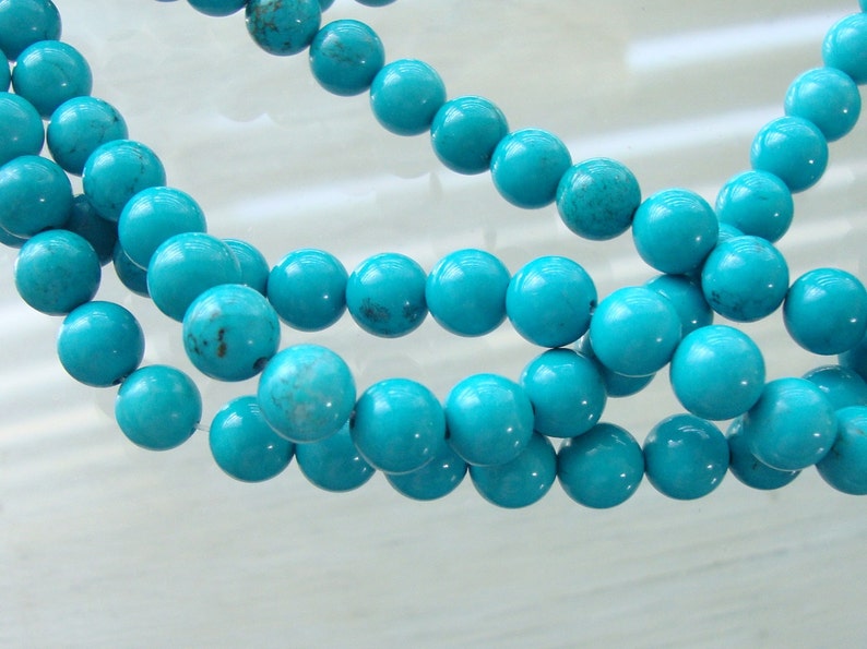 Blue Turquoise 6mm smooth round beads manmade turquoise | Etsy