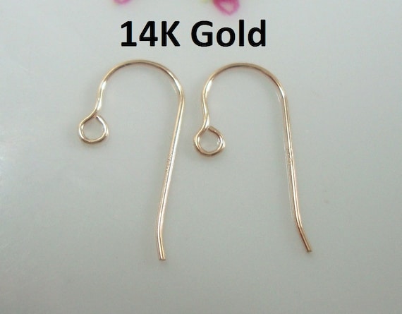 14k Solid Gold Small Micro Ear Wire Yellow Gold Tiny Dainty Minimalist Earring Hook Simple French Hook Made in USA 2 Pcs EW 0136 Etsy