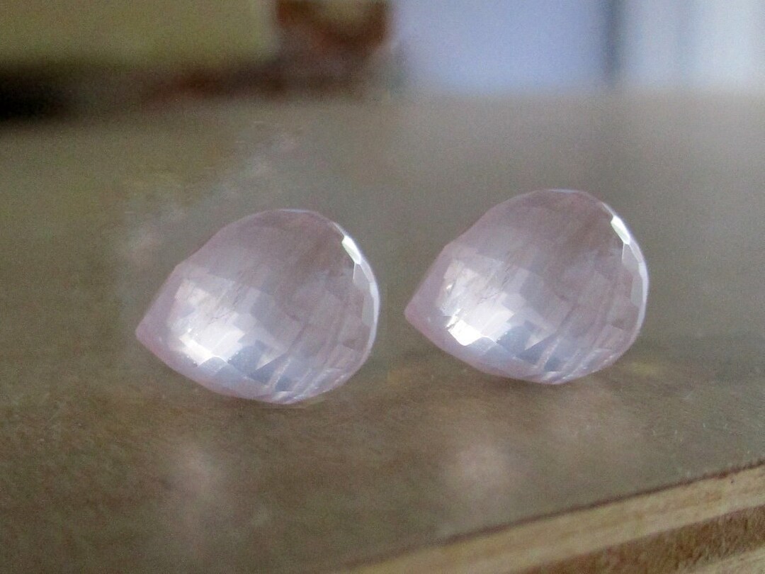 A Pair,8x10mm, Beautiful Natural Rose Quartz Upside Down Inverted Half ...