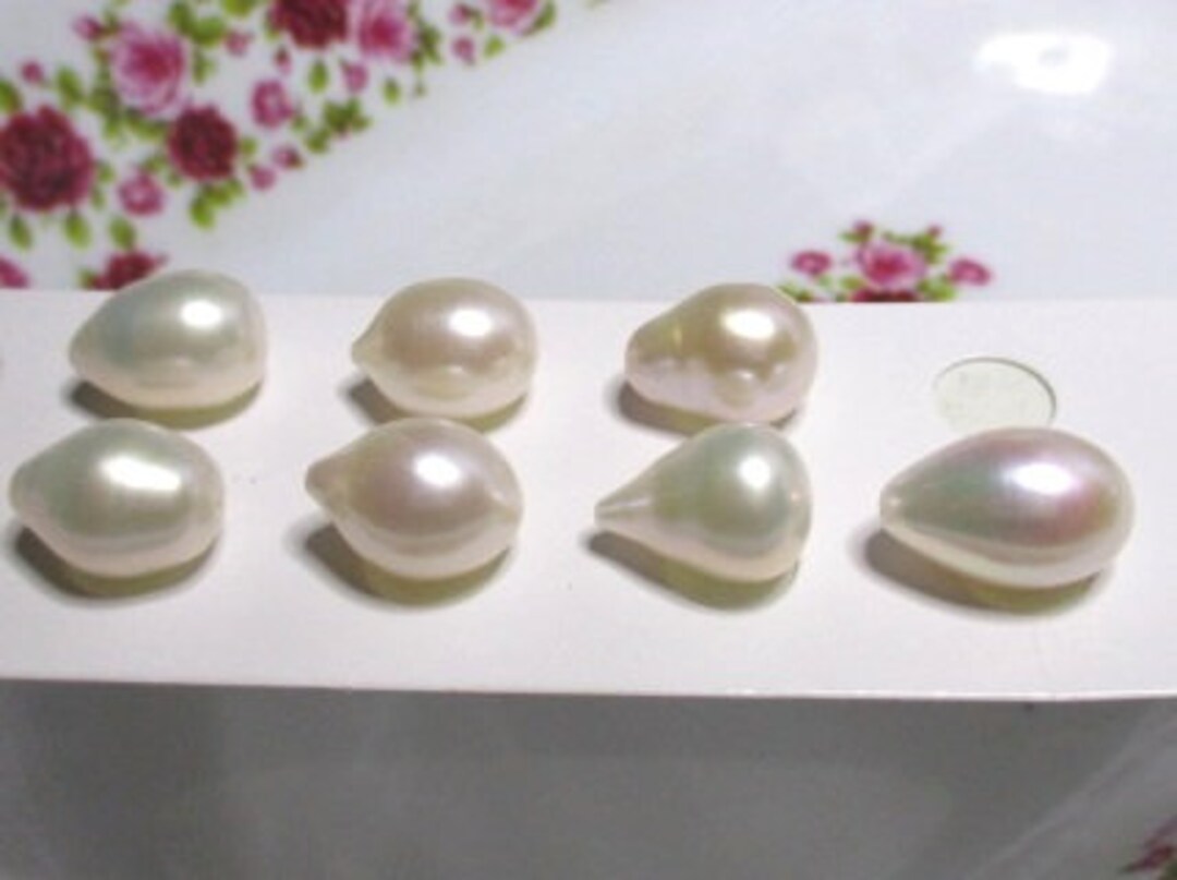 7 Pearls, 12-15x9-10mm, AAA Lustrous Gorgeous Genuine Full Drilled ...