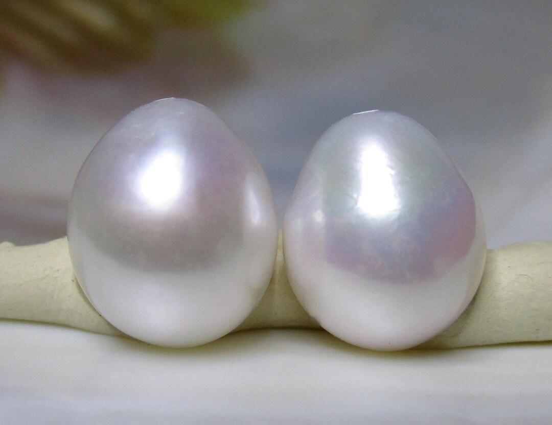 Freshwater Pearl, Nucleated Organic Drop Pearl, 2 Pcs, 12-13x10-10.5mm ...