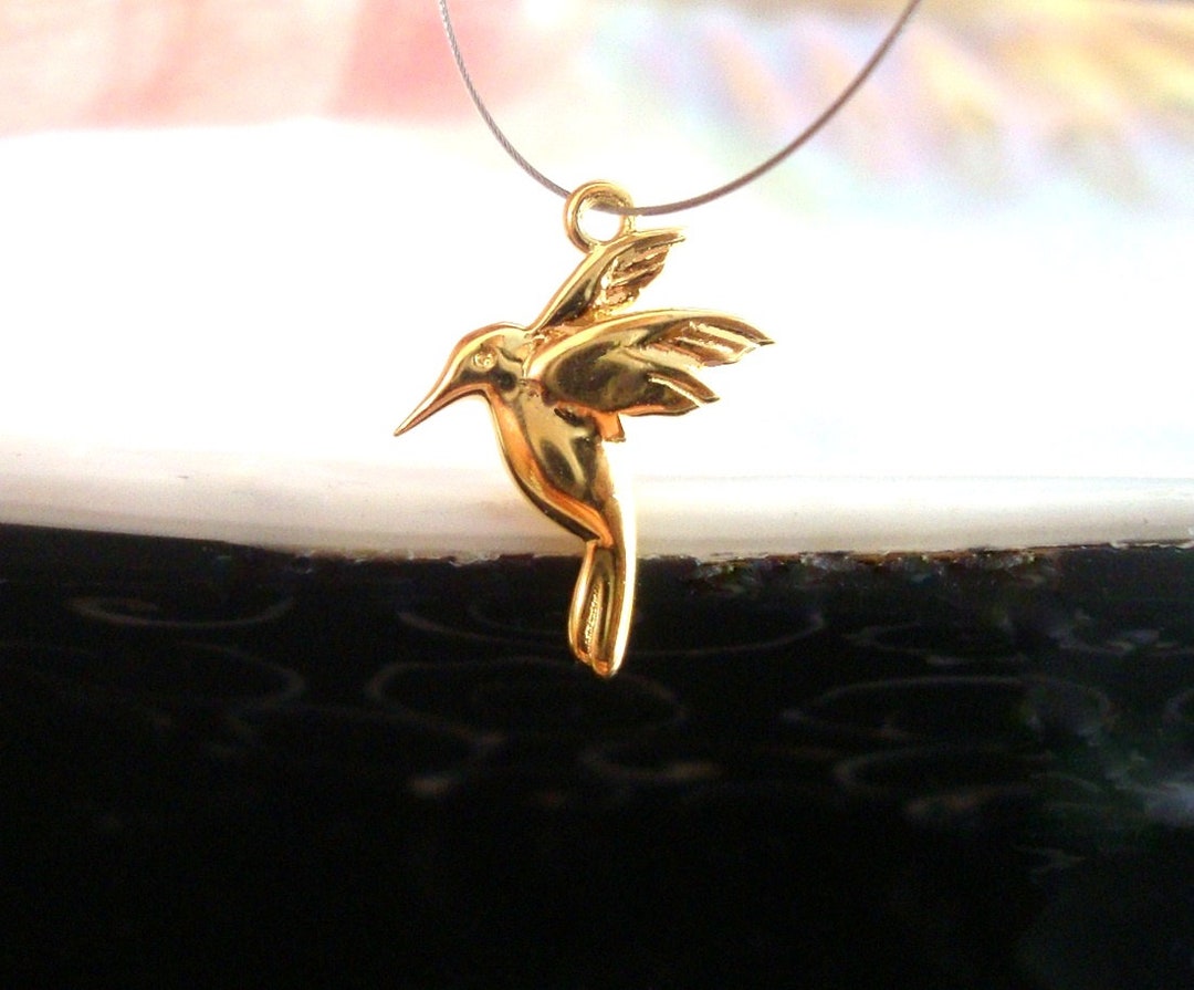 Small Hummingbird Charm, Tiny Hummingbird Pendant Finding, Sterling ...