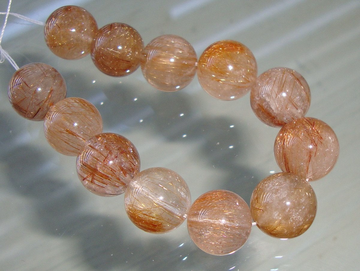 Genuine Red Rutilated Quartz Smooth Round beads 13mm 2 | Etsy