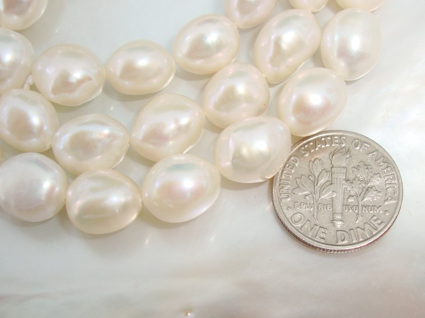 Creamy white Smooth Baroque Nuggets freshwater Pearl | Etsy