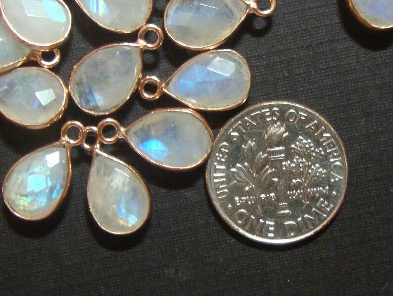 2 pcs 14x8mm Handmade Natural Moonstone Rose Gold plate | Etsy