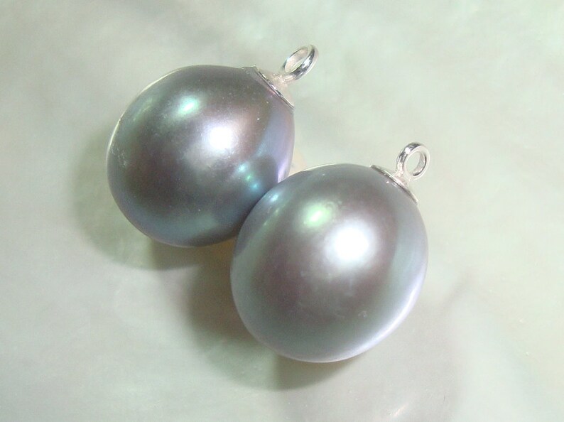 Fresh Water Pearl, Gray Drop Pearl Dangles, Pearl Pendant, Sterling ...