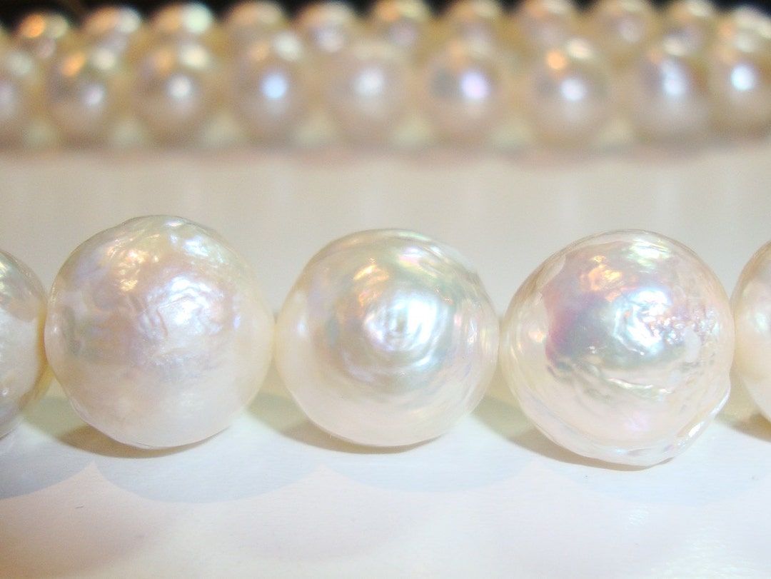 Gigantic, Bigger Kasumi Like Creamy White Iridescent Nucleated Bead ...