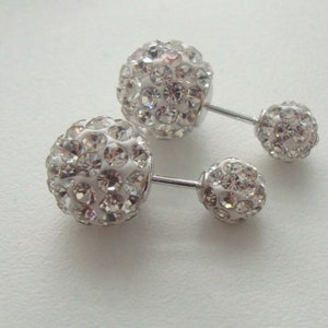 Double Sided Reversible Sterling Silver Crystal Ball Ear Stud, Sterling ...