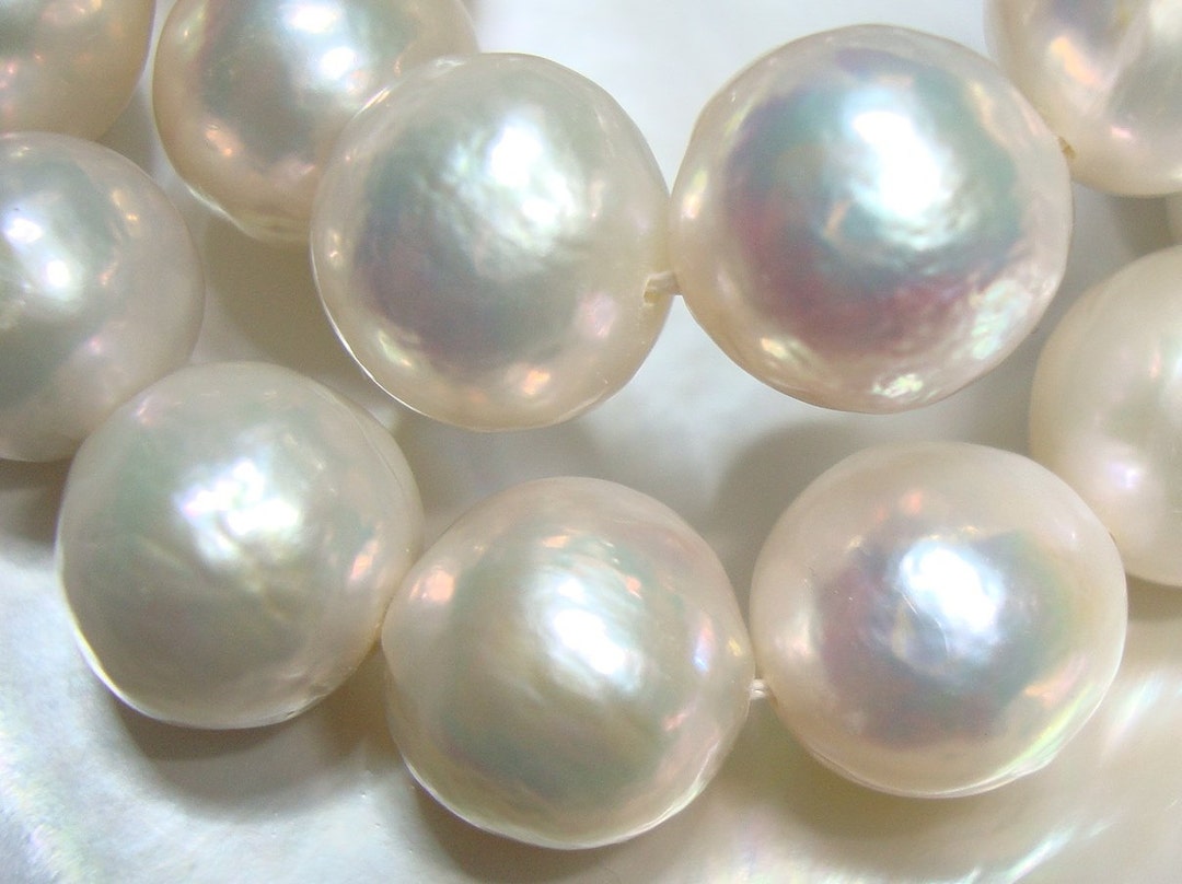9.5-12mm, 16 Inch Strand, 40 Pearls, Edison Round Creamy White ...