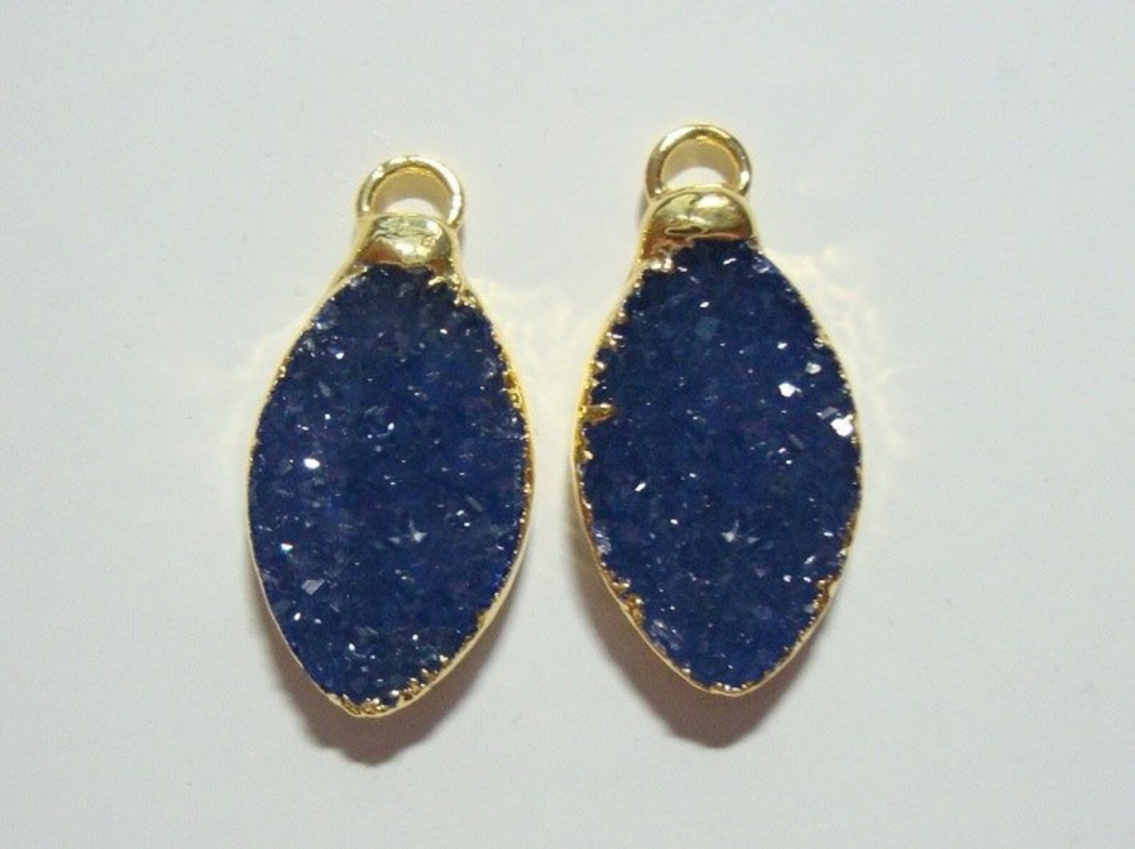 Beautiful London Blue, Denim Blue Drusy Drusy 24K Gold Electroplated ...
