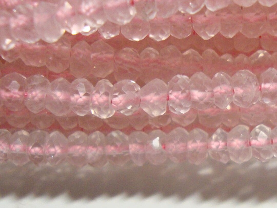 3-3.5mm, Pretty Rose Quartz Faceted Rondelles, Very Fine Quality, GS ...