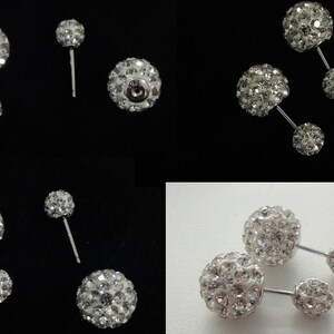 Double Sided Reversible Sterling Silver Crystal Ball Ear Stud, Sterling ...