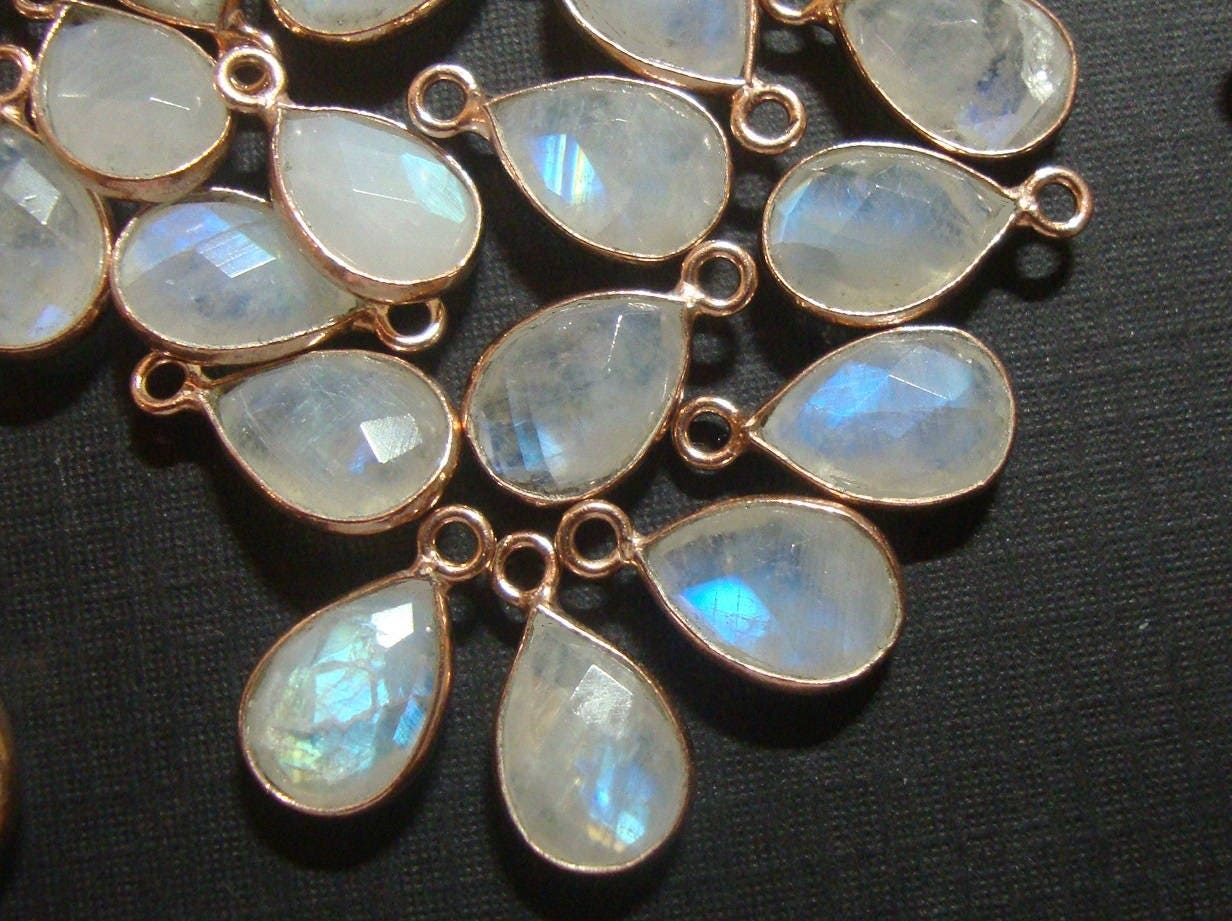 2 pcs 14x8mm Handmade Natural Moonstone Rose Gold plate | Etsy