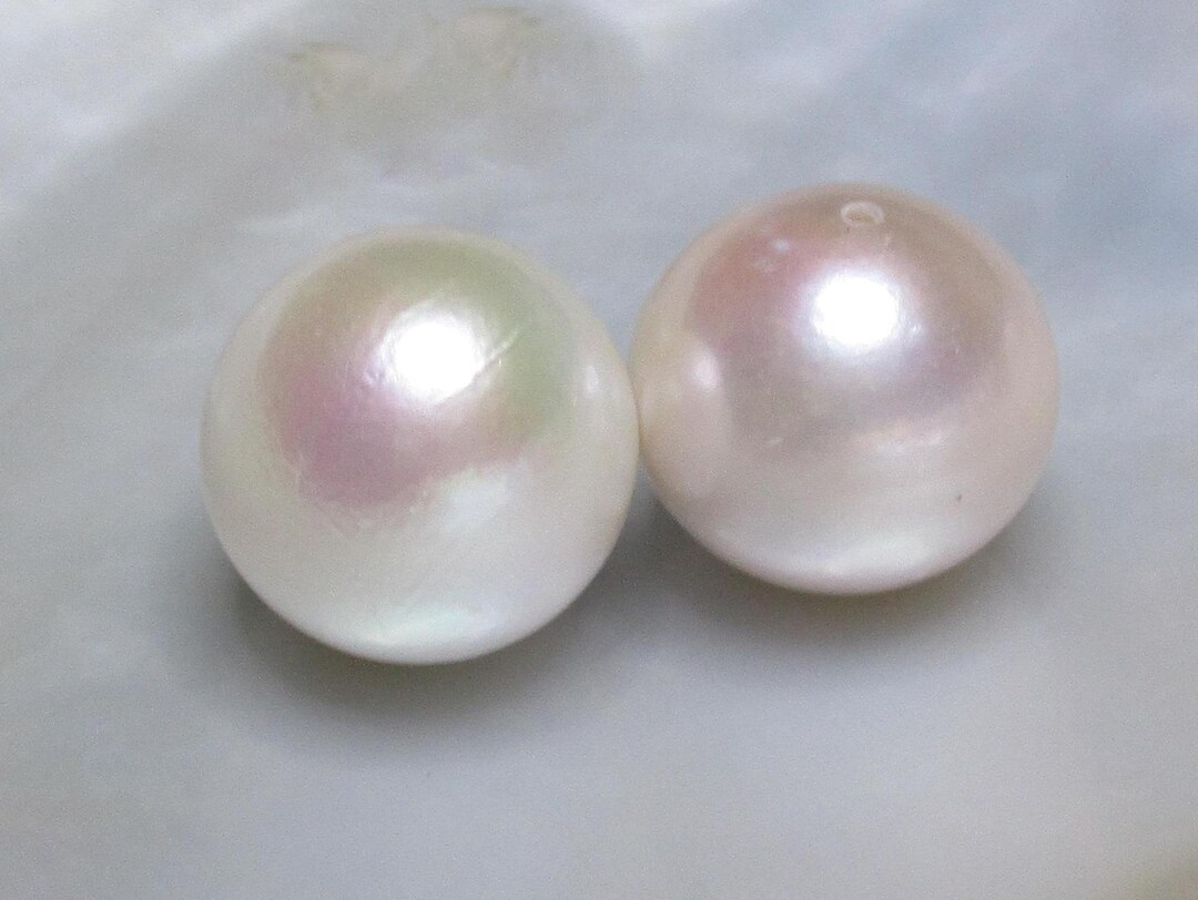 14-15mm, 2 Pcs AA+ Huge Freshwater Pearl Round Pearl, Edison Pearl ...