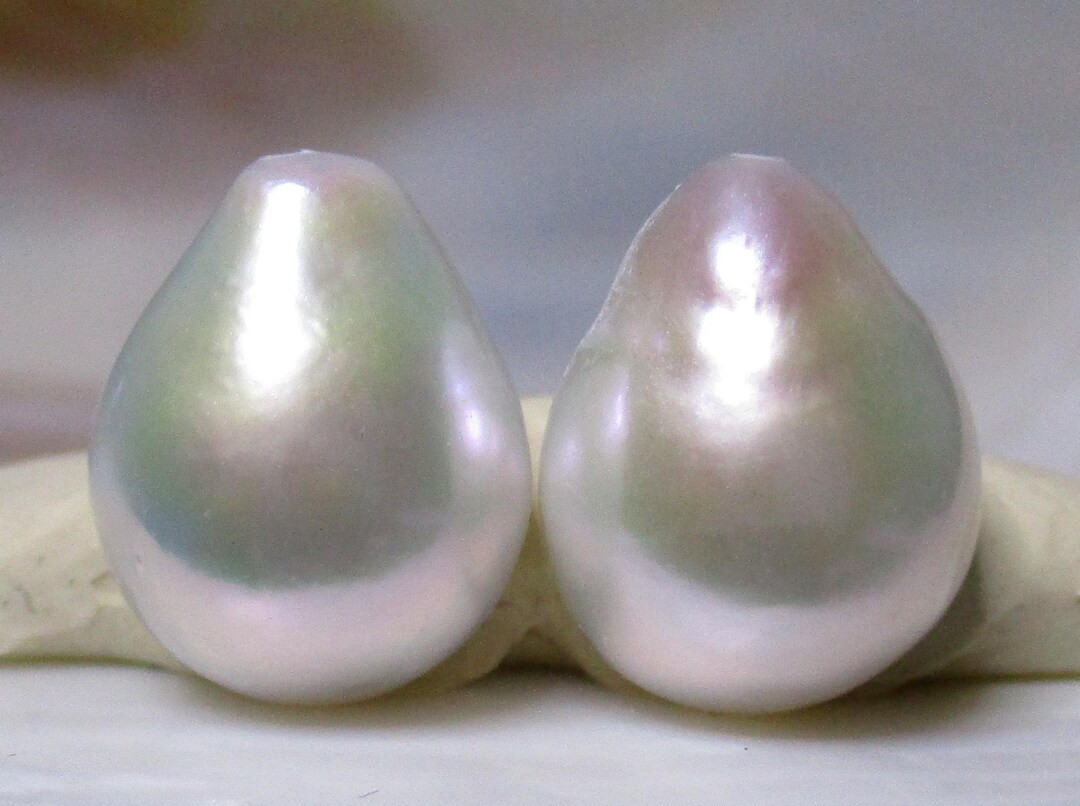 Freshwater Pearl, Nucleated Bead Drop Pearl, 2 Pcs, 13x10-10.5mm, Small ...