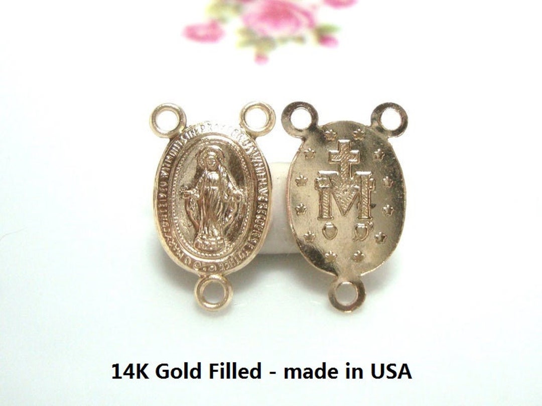 1 Pc, 14K Gold Filled Miraculous Medal Virgin Mary Rosary 3 Ways ...