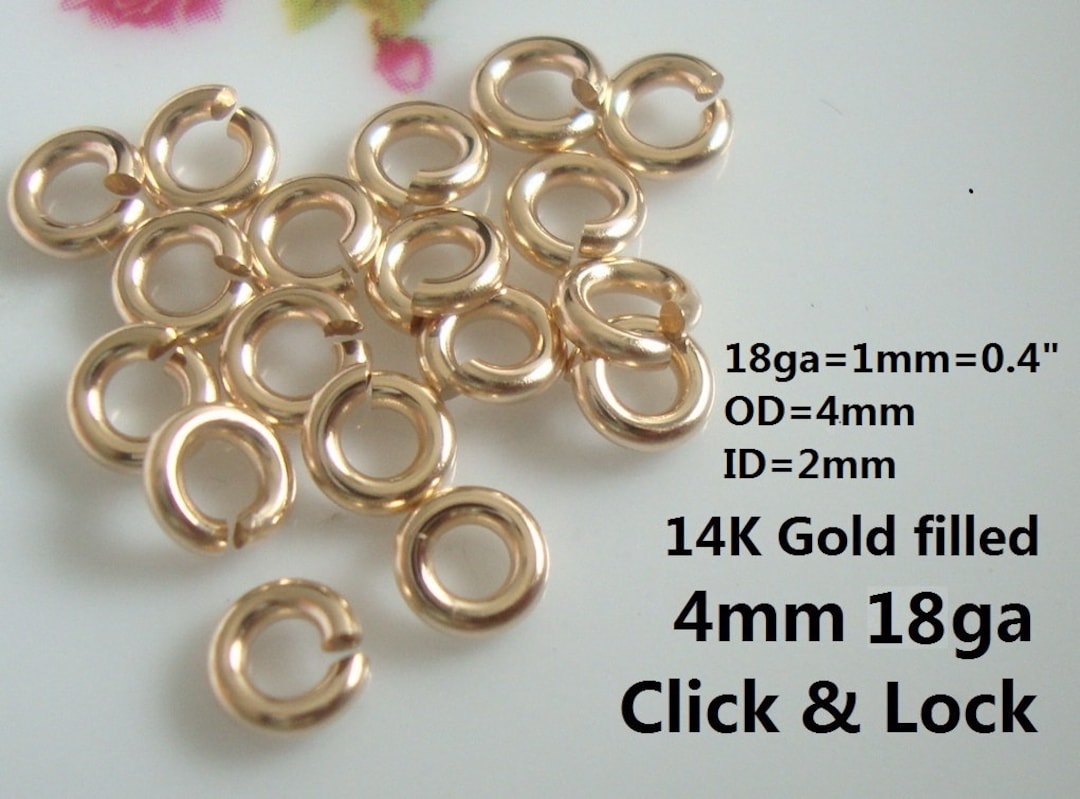 10-50 pc's, 4mm, 18ga meter, 14k GOLD Filled Strong Click and Lock Jump ...