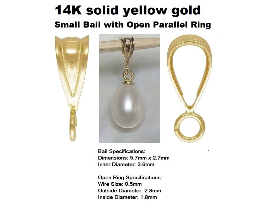 1 Pc, 14K Solid Yellow Gold Small Bail With Open Parallel Ring, CC-0291 ...