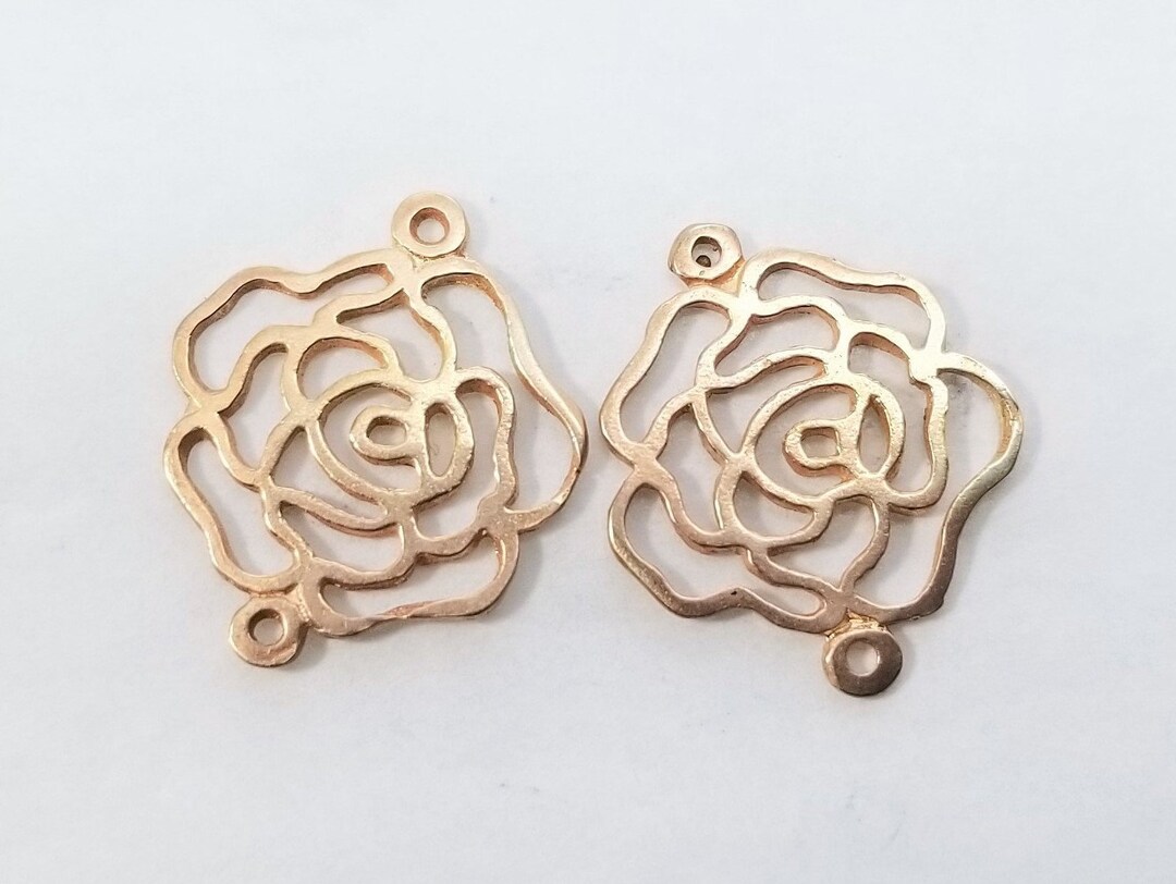 4 Pcs,16mm X 14mm,18k Rose Gold Vermeil Sterling Silver 2 Links Open ...