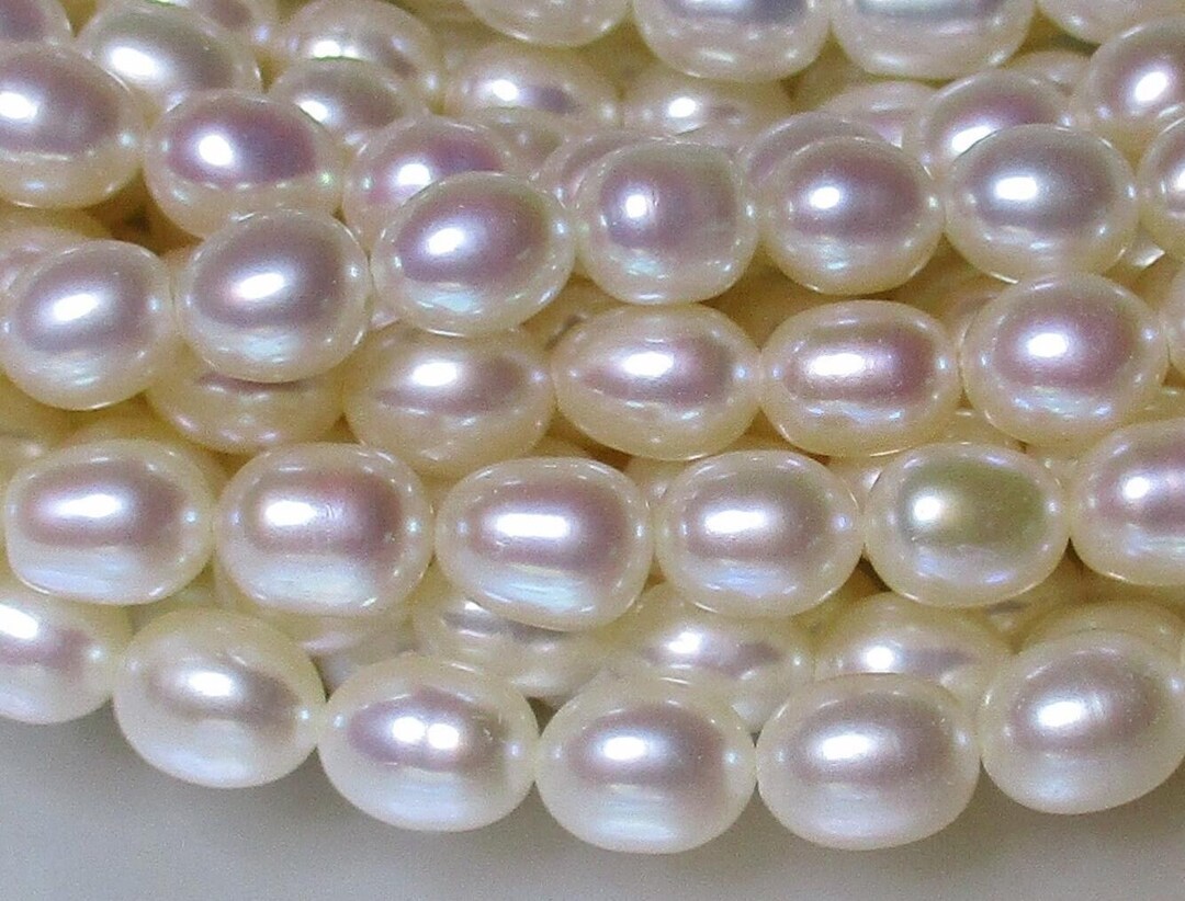 1/2 Strand, Fresh Water Pearl, Lustrous Creamy White Small Rice Pearls ...