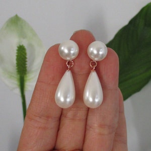 Inspired Teardrop White Shell Pearl Sterling Silver Gold and - Etsy