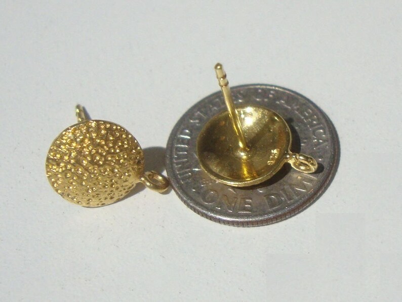 3 Pairs 24K Gold Plate Sterling Silver Textured Curved Round - Etsy