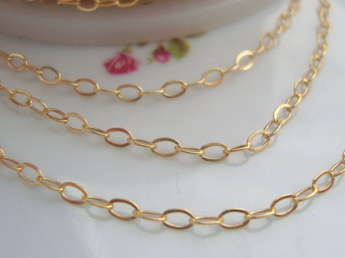 14k Gold Filled Pretty Drawn Cable Finished Chain Pretty and | Etsy