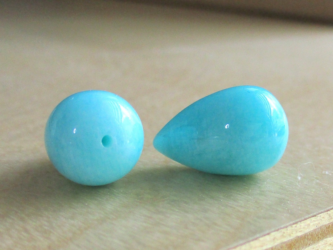 One Pair, 10x15mm, AA+ Peru Amazonite Smooth Upside Down Teardrops ...